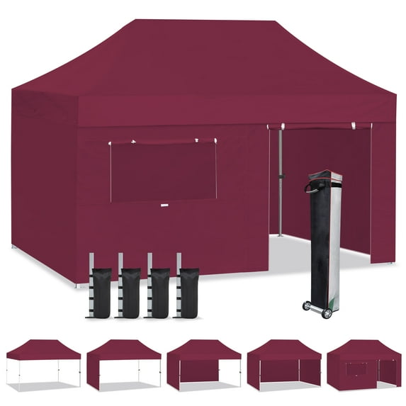 Euromax USA 10'x15' Instant Outdoor Pop Up Canopy Tent with Roller Bag ...