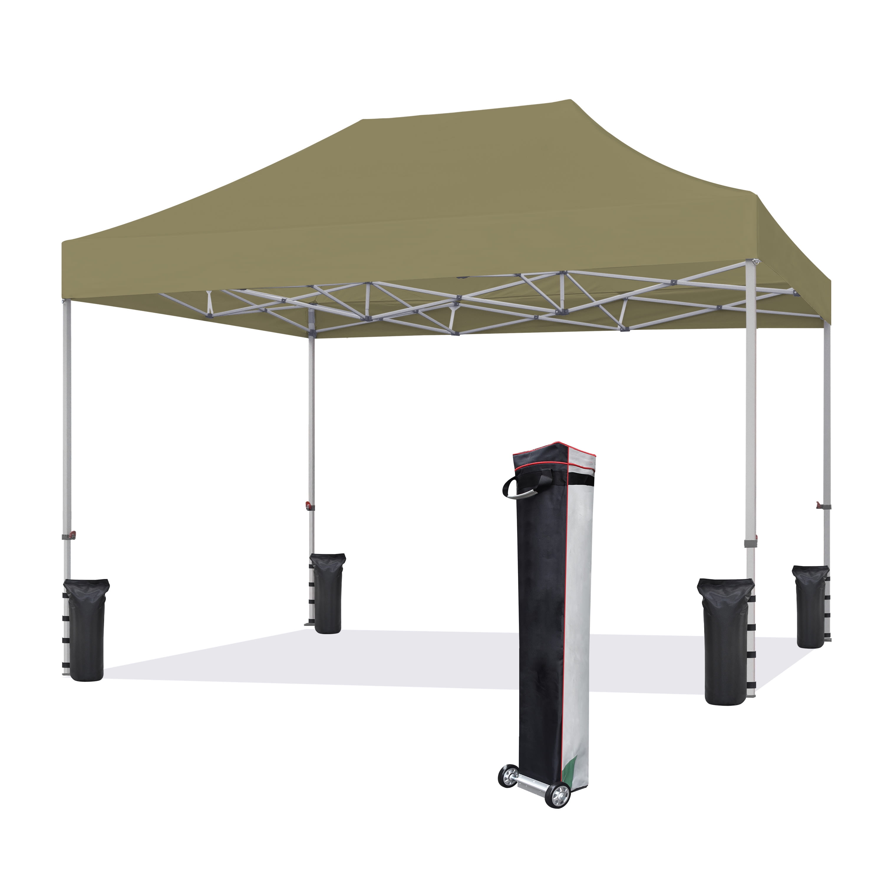 Euromax 8ft x 12ft Tan Heavy Duty Pop Up Outdoor Canopy, Waterproof UV ...