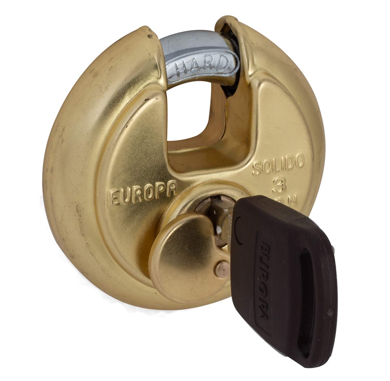 Europa Solido Stainless Steel Disc Padlock with 3 Keys P370B1 Metallic ...