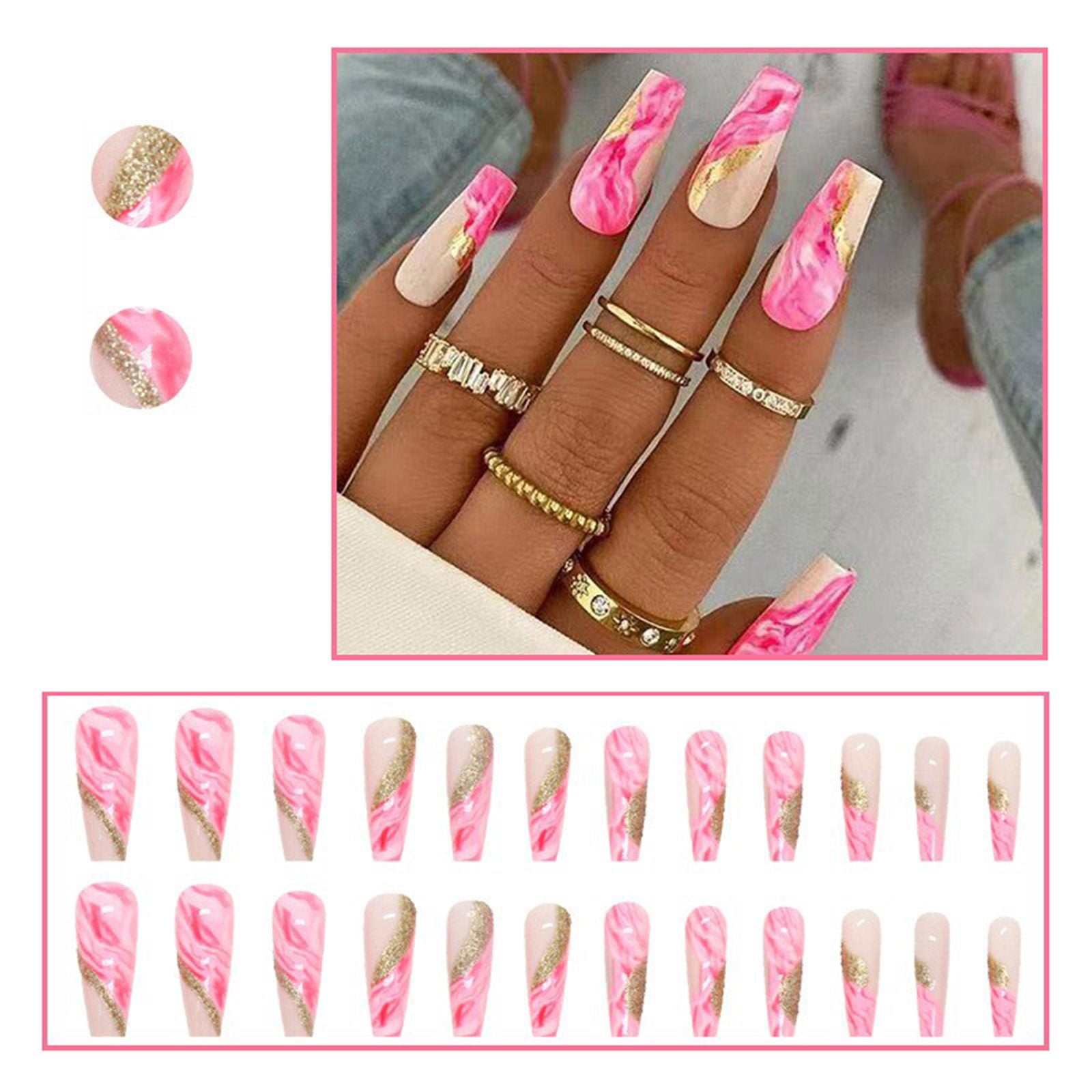 Europe And America Full Coverage Nails Ladies And Girls 24 Pieces Long ...