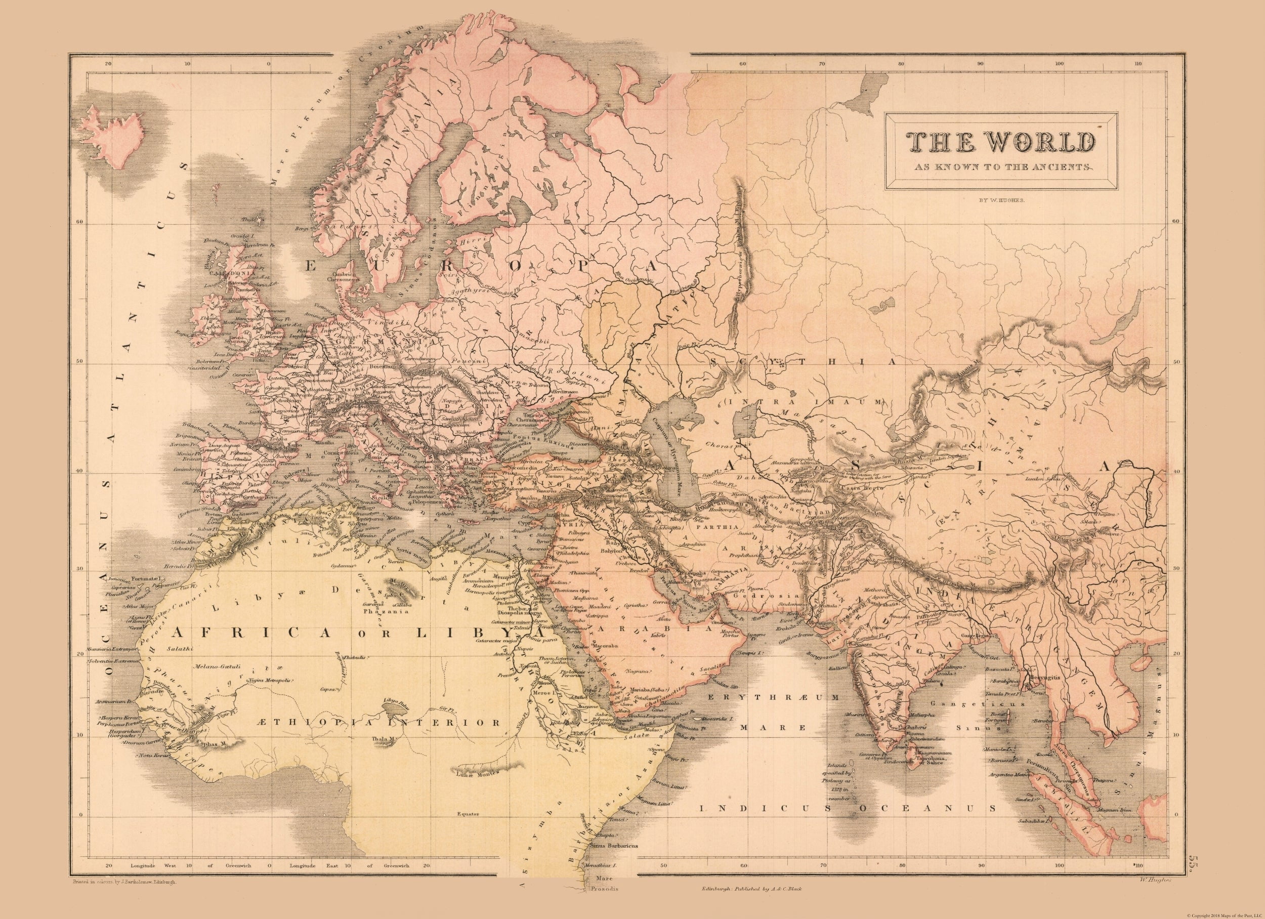 Historic Map - Europe Asia Africa Ancient - Black 1867 - 31.67 x 23 ...