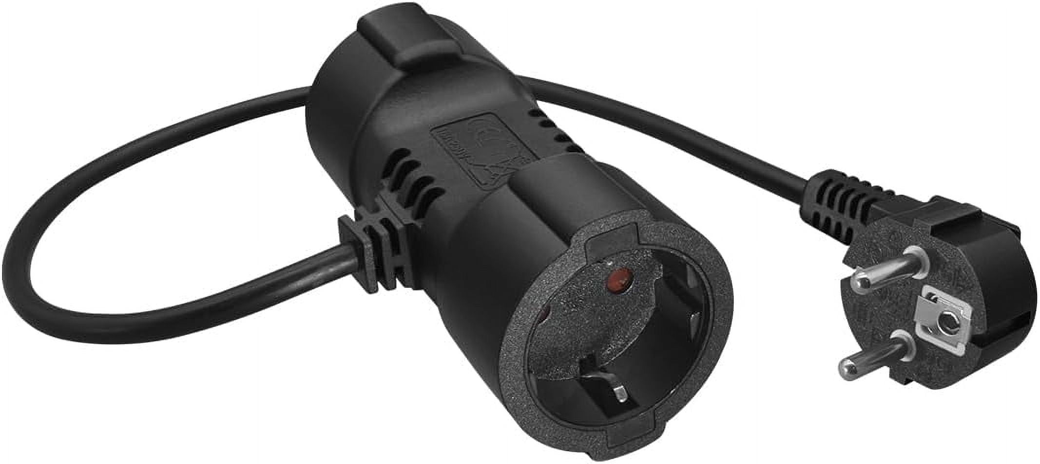 Europe CEE7/7 Schuko 1 to 2 Outlet Power Cord Splitter Extension Cord,T-Shaped 1-to-2 Power Cord ...