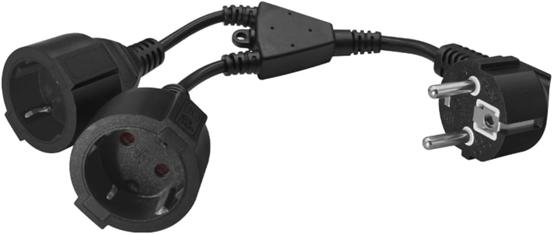 Europe CEE7/7 Schuko 1-to-2 Outlet Power Cord Splitter Extension Cord ...