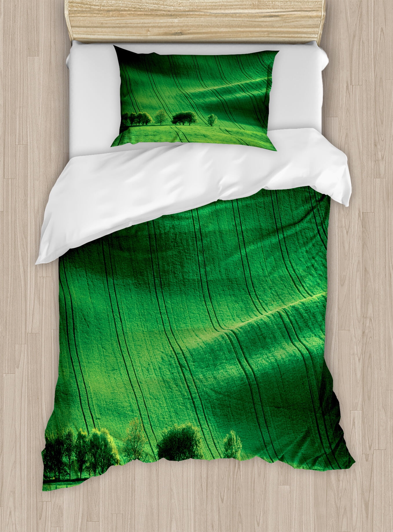 Europe Duvet Cover Set, Rolling Sunny Hills with Meadow Fields and ...