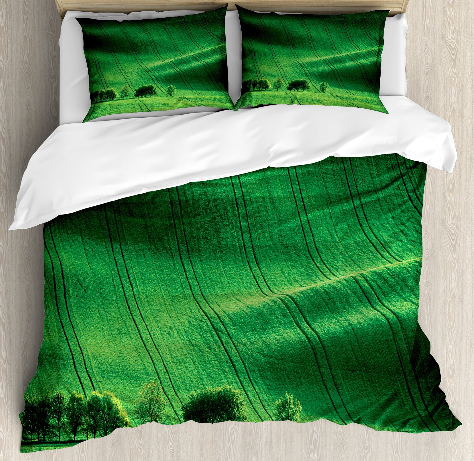 Europe Duvet Cover Set, Rolling Sunny Hills with Meadow Fields and ...