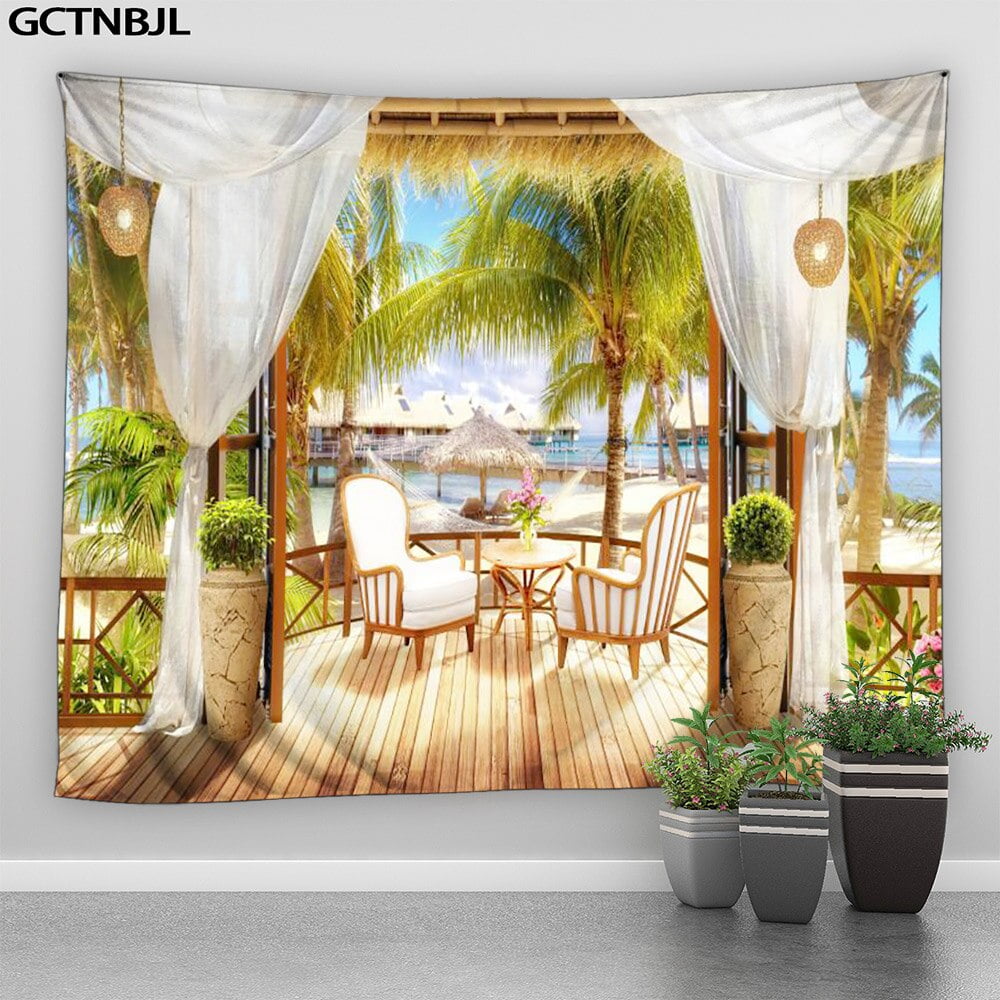 Europe Garden Landscape Tapestry Wall Hanging Lake Roman Building Ocean ...