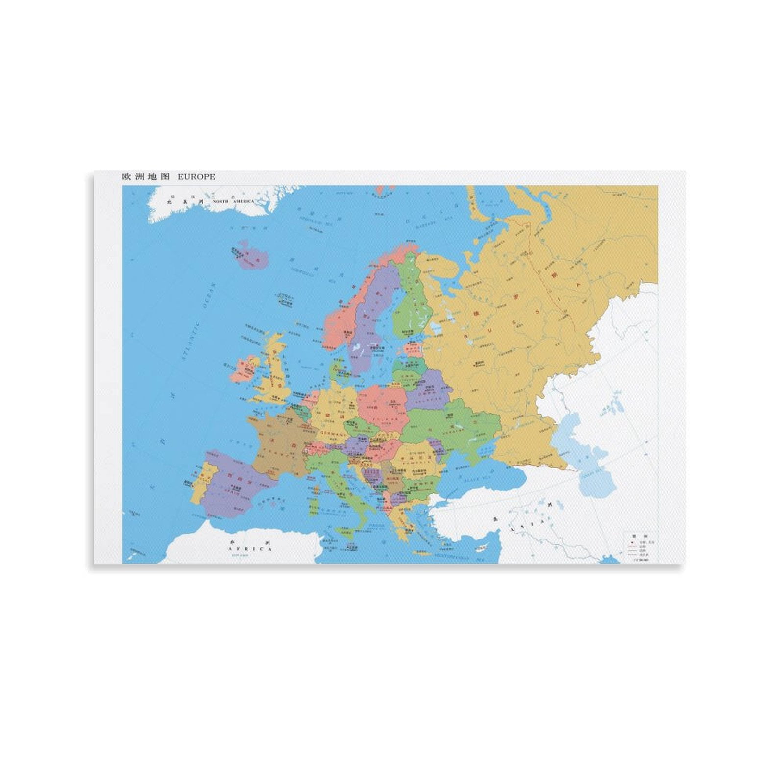 Europe Map Color Separation Print Photo Art Painting Canvas Poster Home ...