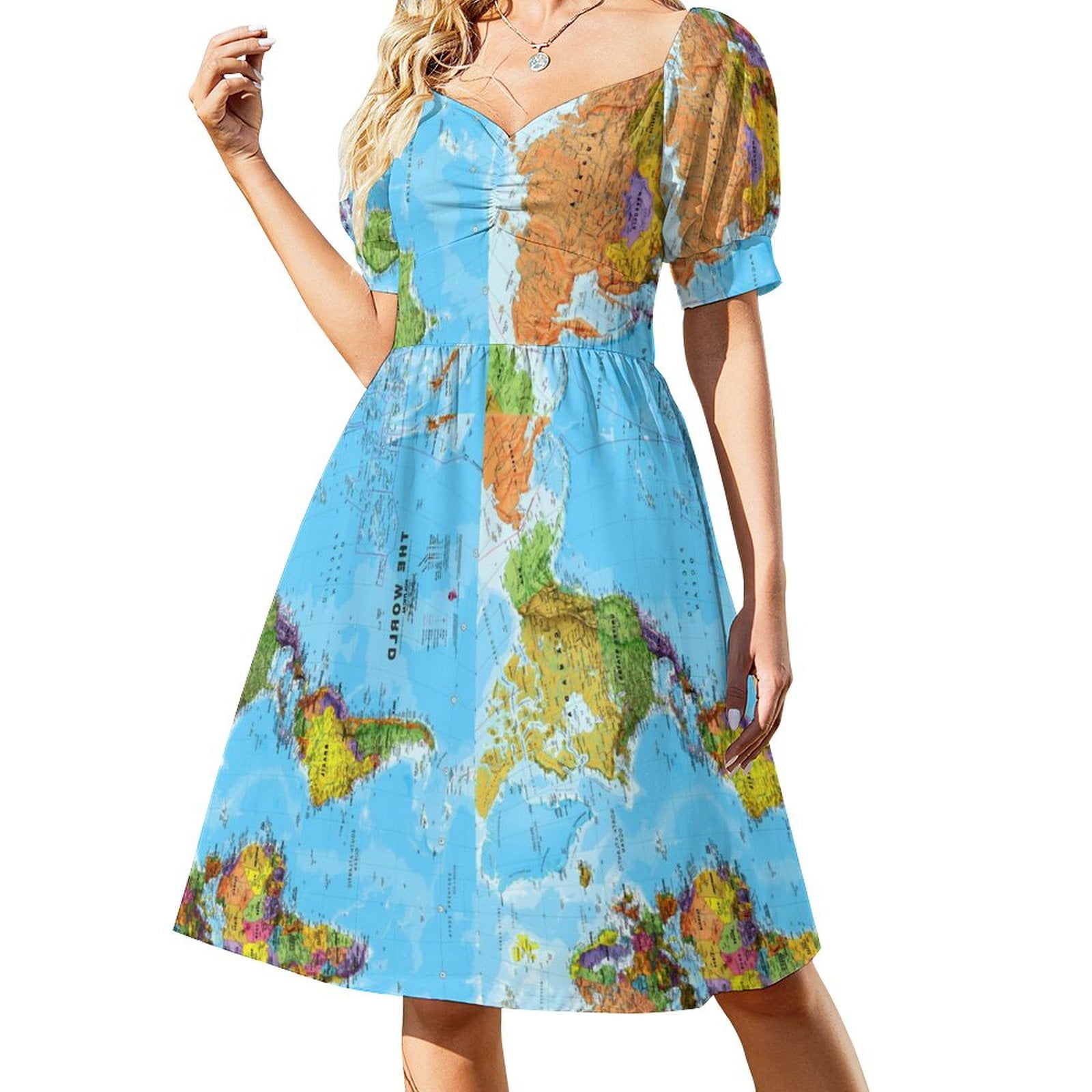 Europe Map Dress Sexy V Neck Countries World Elegant Dresses Female ...
