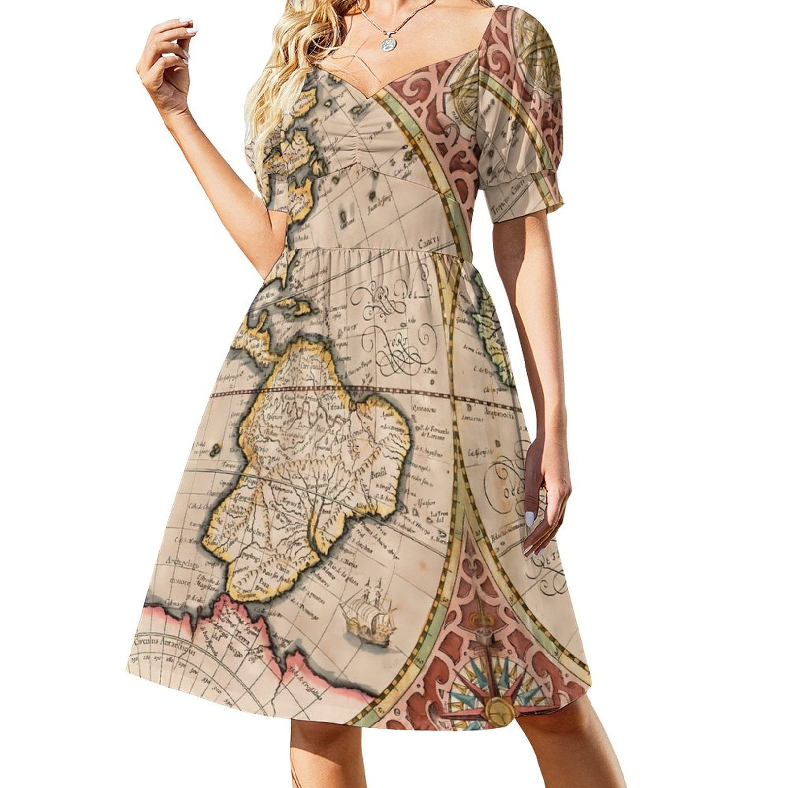 Europe Map Dress Sexy V Neck Countries World Elegant Dresses Female ...