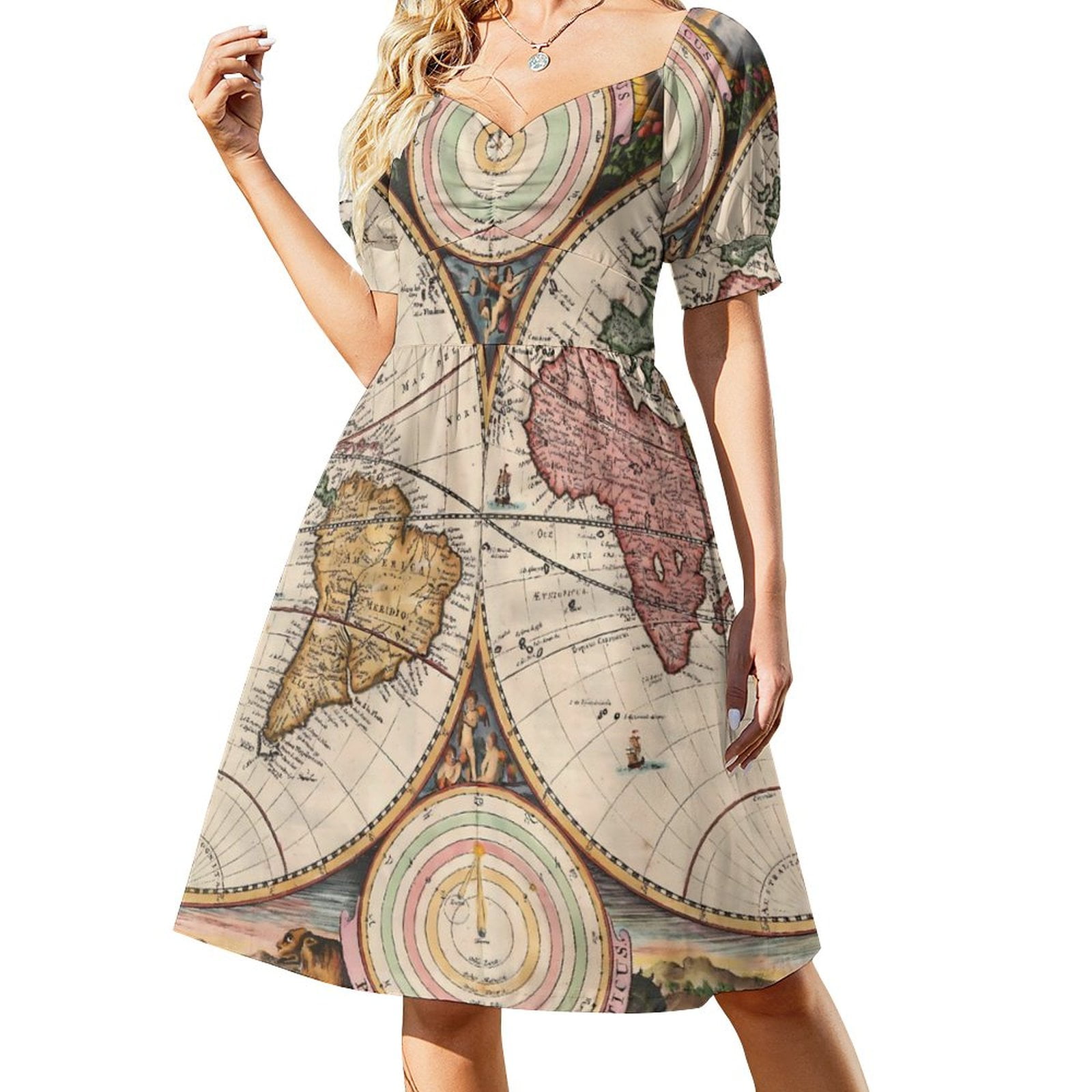 Europe Map Dress Sexy V Neck Countries World Elegant Dresses Female ...