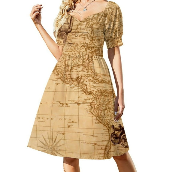 Europe Map Dress Sexy V Neck Countries World Elegant Dresses Female ...