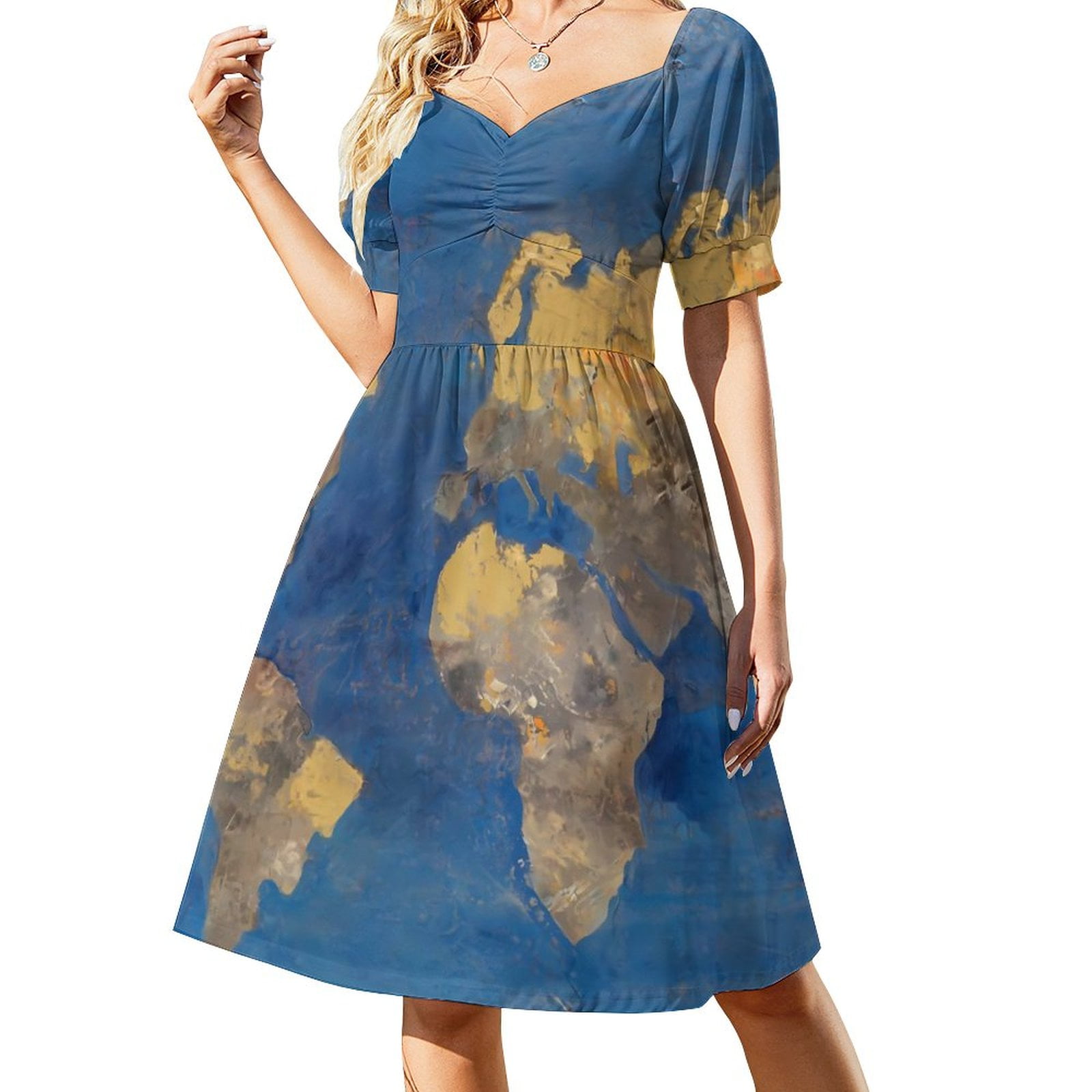 Europe Map Dress Sexy V Neck Countries World Elegant Dresses Female ...