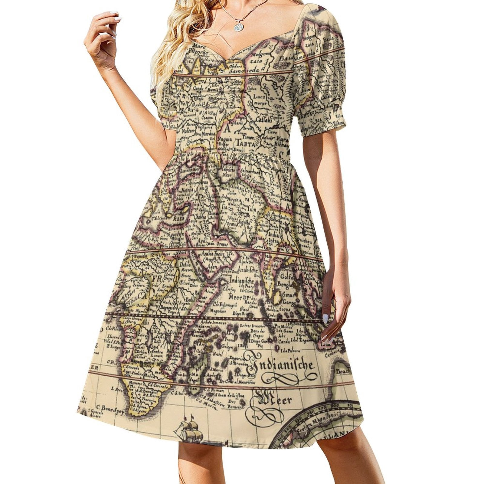 Europe Map Dress Sexy V Neck Countries World Elegant Dresses Female ...
