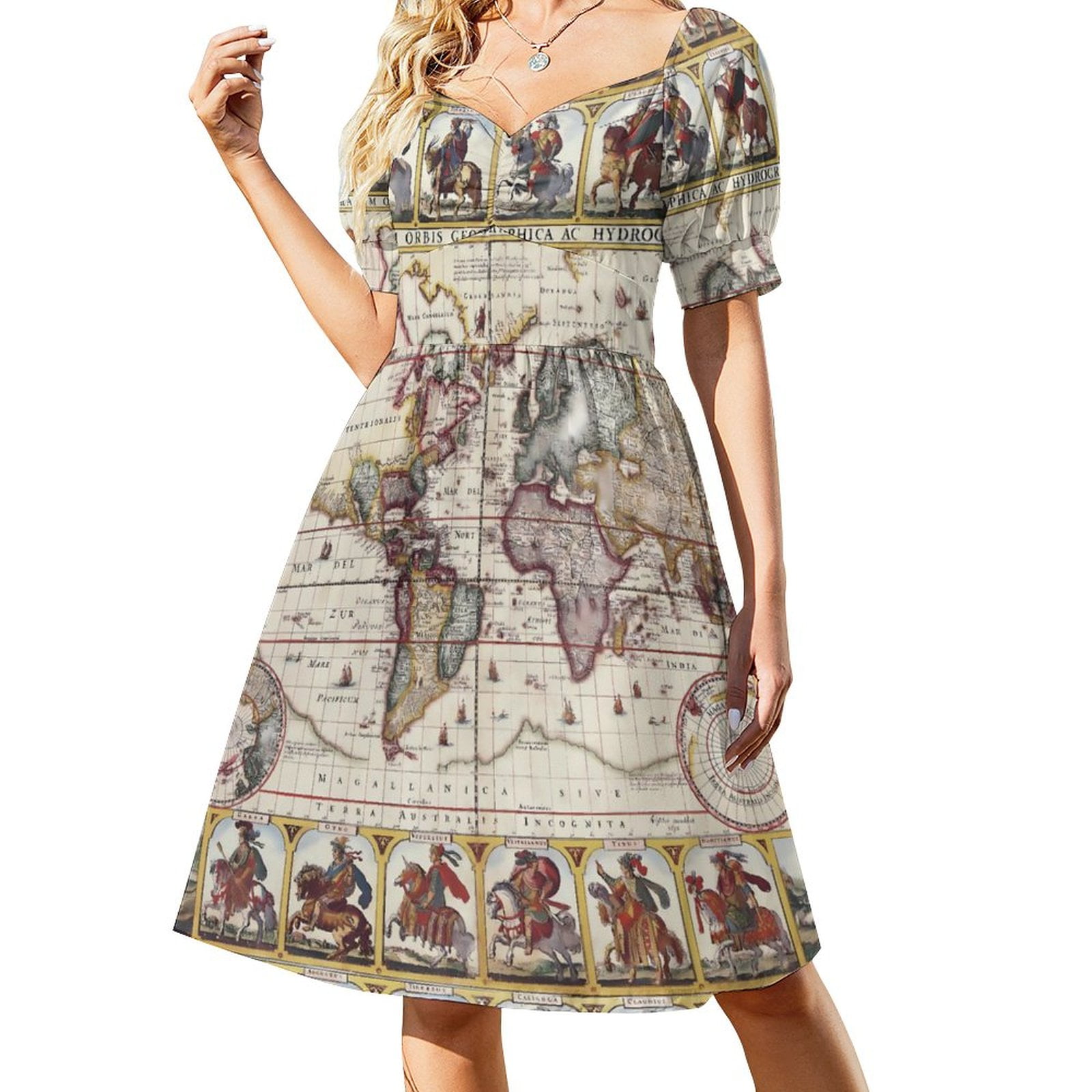 Europe Map Dress Sexy V Neck Countries World Elegant Dresses Female ...