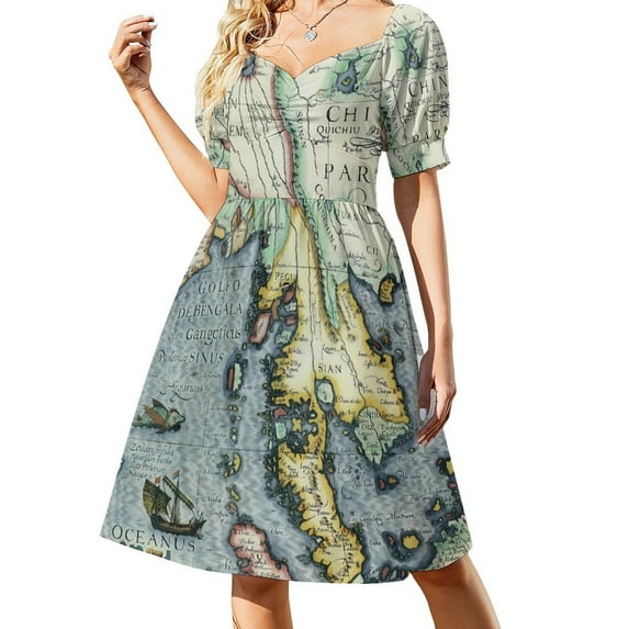 Europe Map Dress Sexy V Neck Countries World Elegant Dresses Female ...
