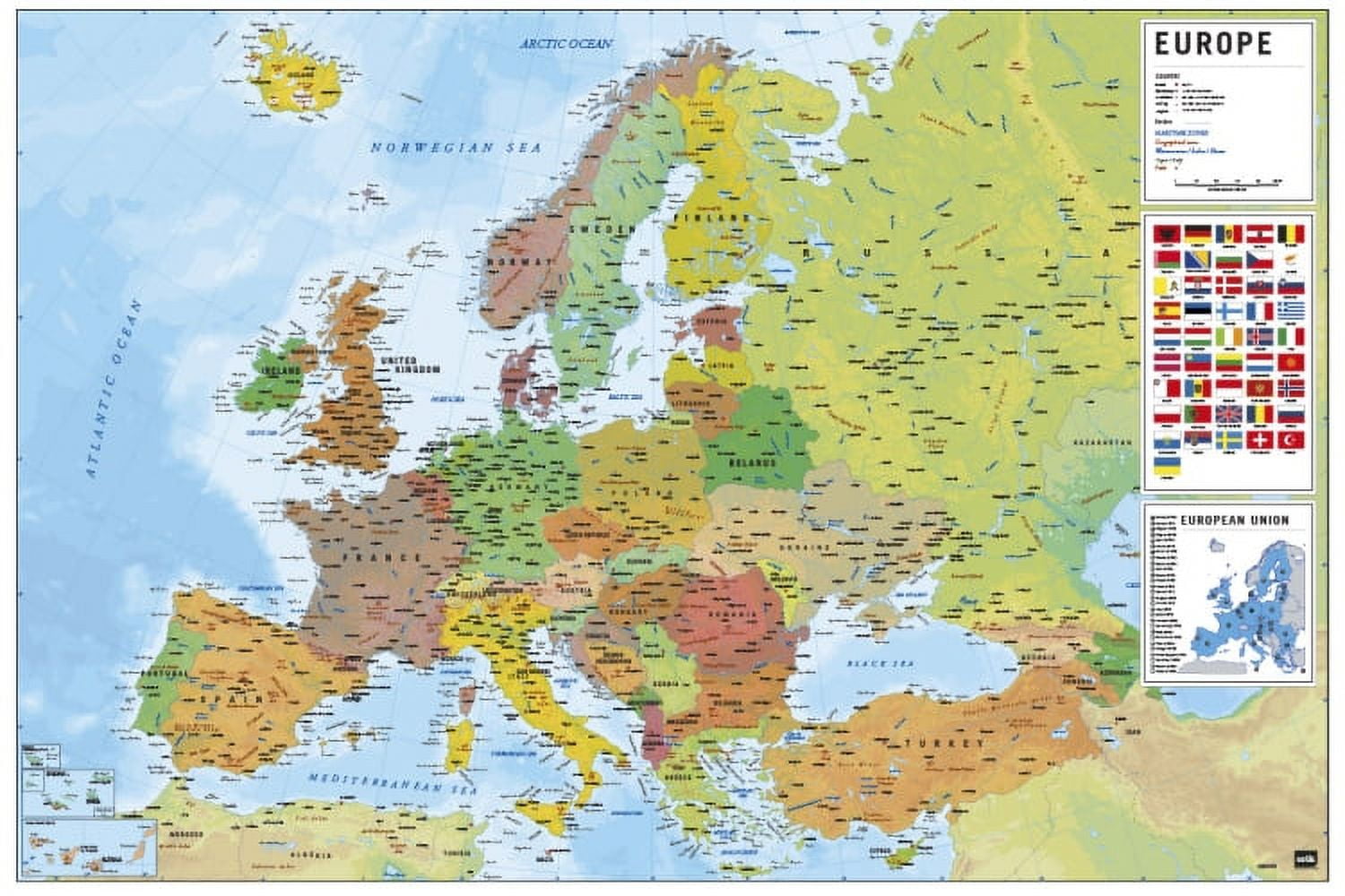 Europe Map Poster (36 x 24) - Walmart.com