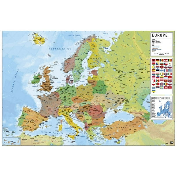 Europe Map Poster (36 x 24) - Walmart Business Supplies