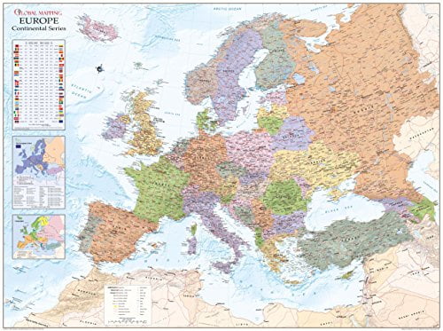 Europe Political Wall Map - 53" x 39.5" Matte Plastic - Walmart.com