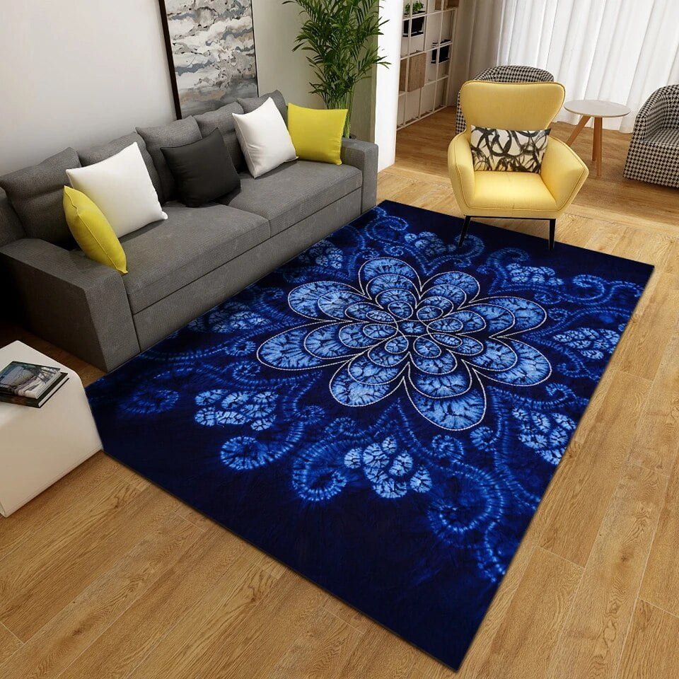 Europe Style Black Floral Carpet for Modern Living Room 3D Flower ...