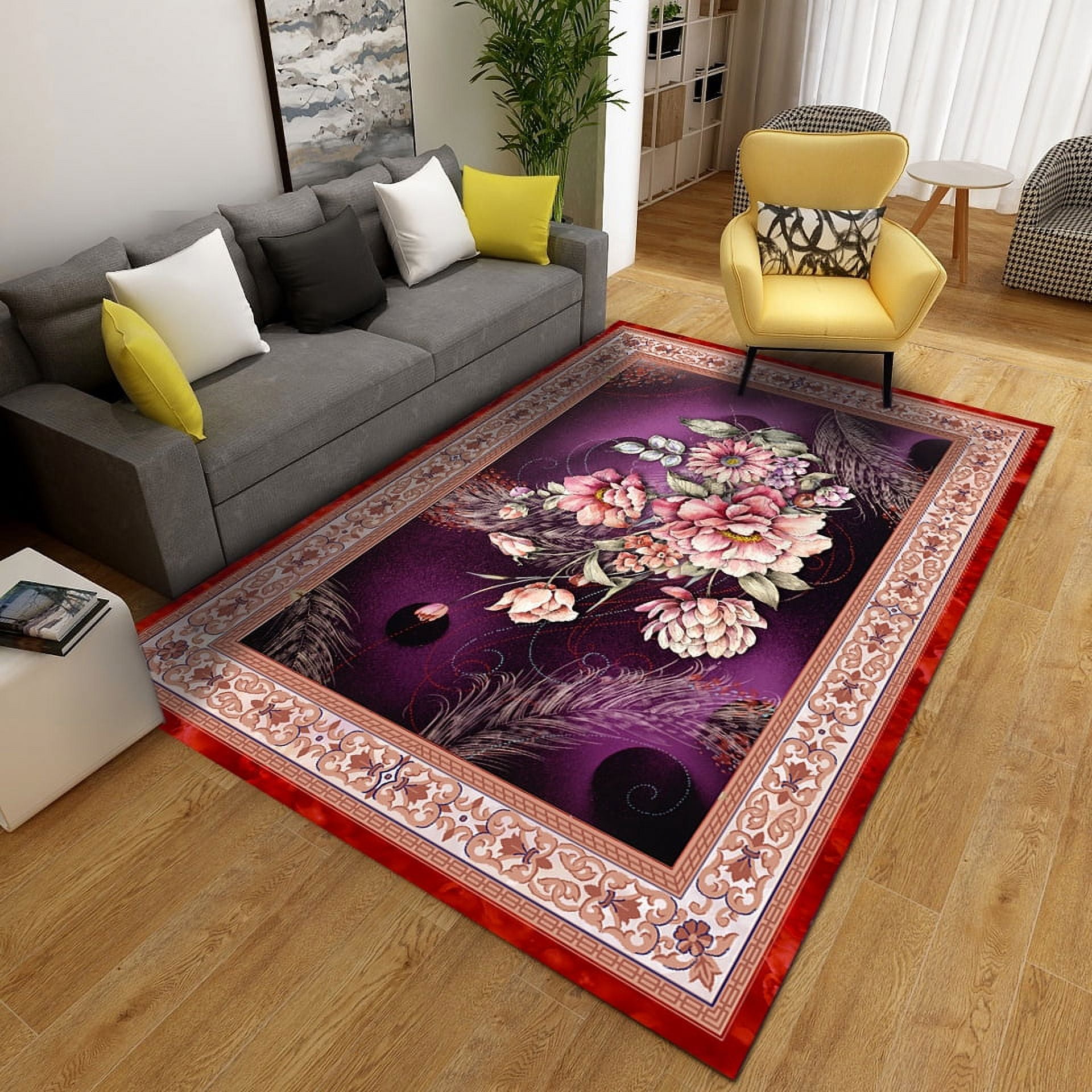 Europe Style Black Floral Carpet for Modern Living Room 3D Flower ...