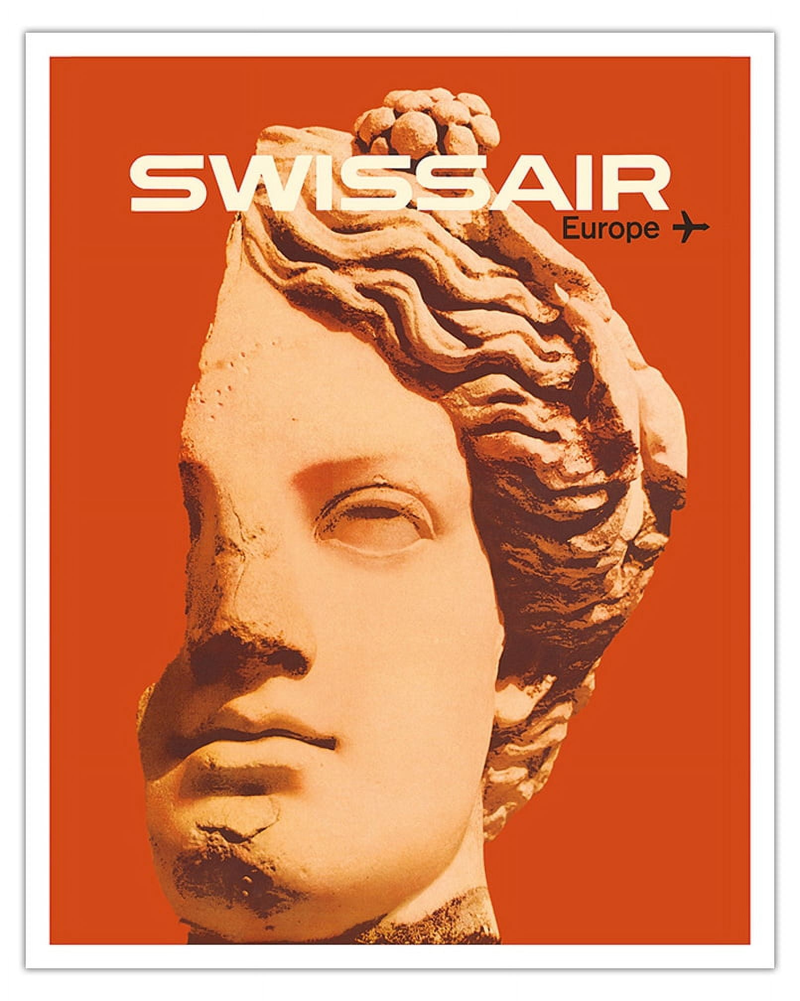 Europe - Swissair - Ancient Greek Bust - Vintage Airline Travel Poster ...