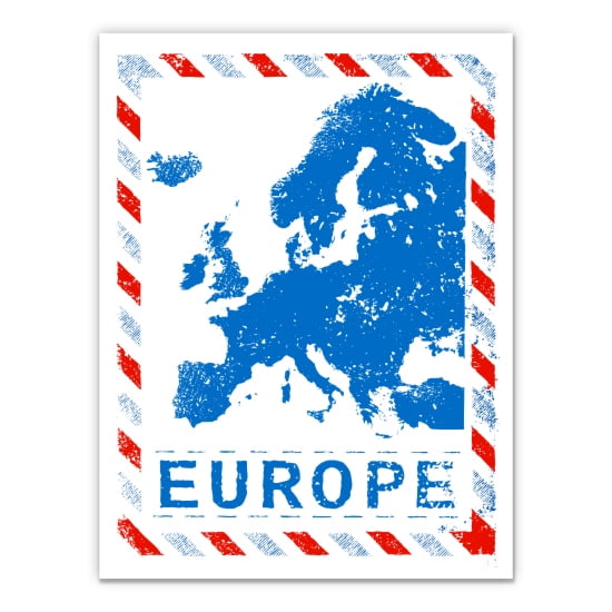 Europe Travel Stamp Trip Vacation - 3" Vinyl Sticker - For Car Laptop ...
