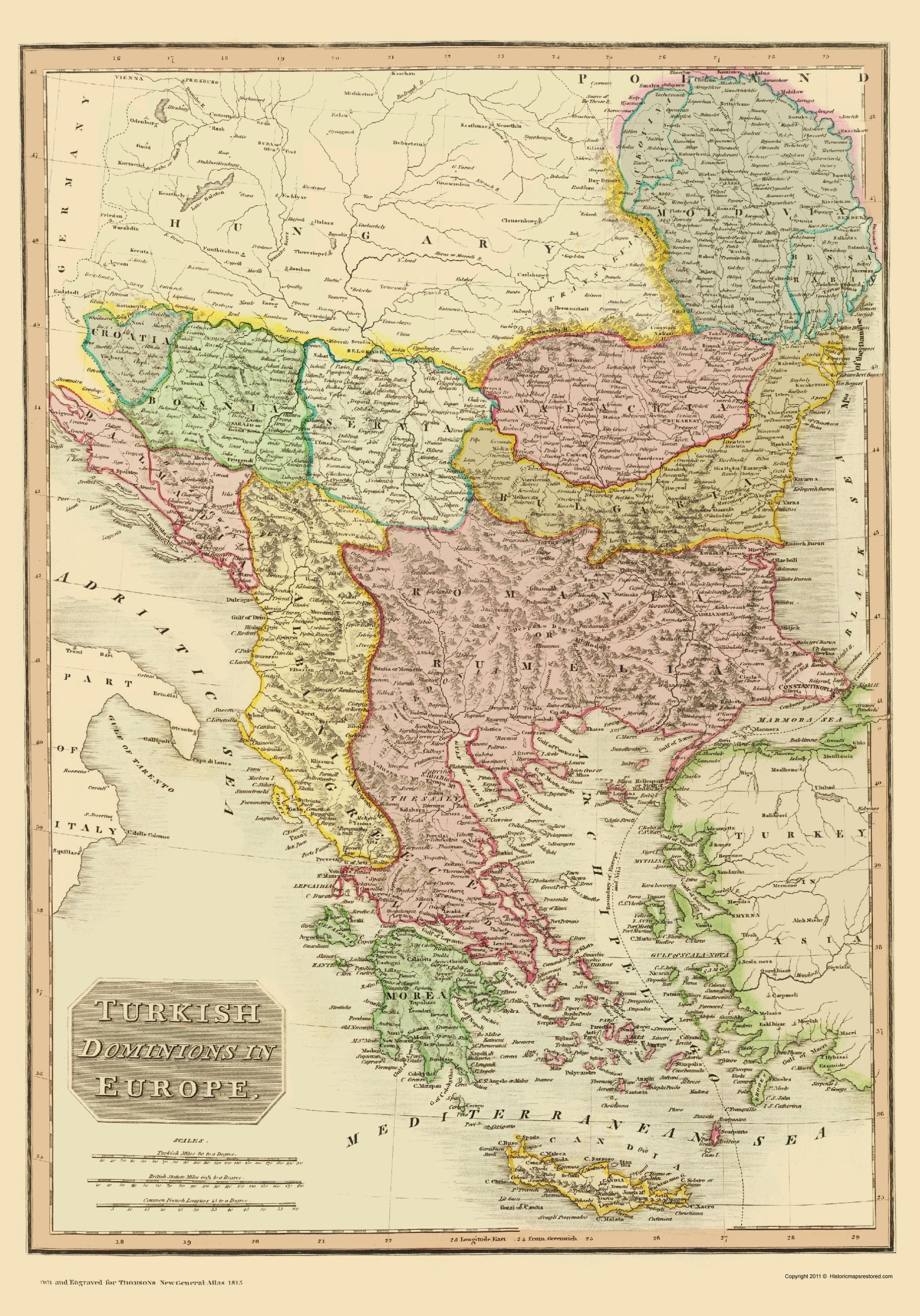 Historic Map - Europe Turkey - Thomson 1815 - 23 x 32.89 - Vintage Wall ...