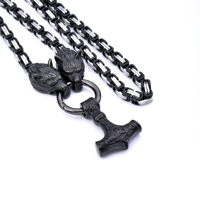 Europe and America style Men's Stainless Steel Wolf Head Pendant ...