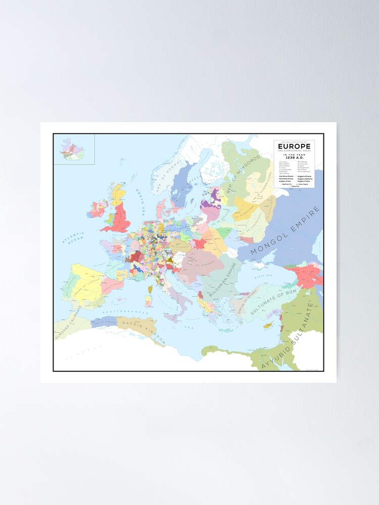 Europe in 1236 AD Poster - Walmart.com