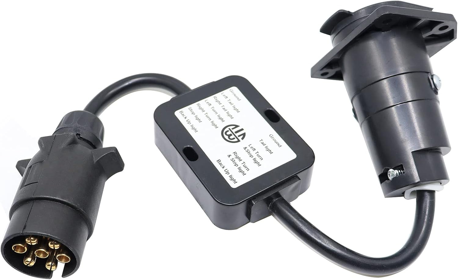 European 7-Pin Round Connector to US 7-Way RV Blade Adapter Trailer ...