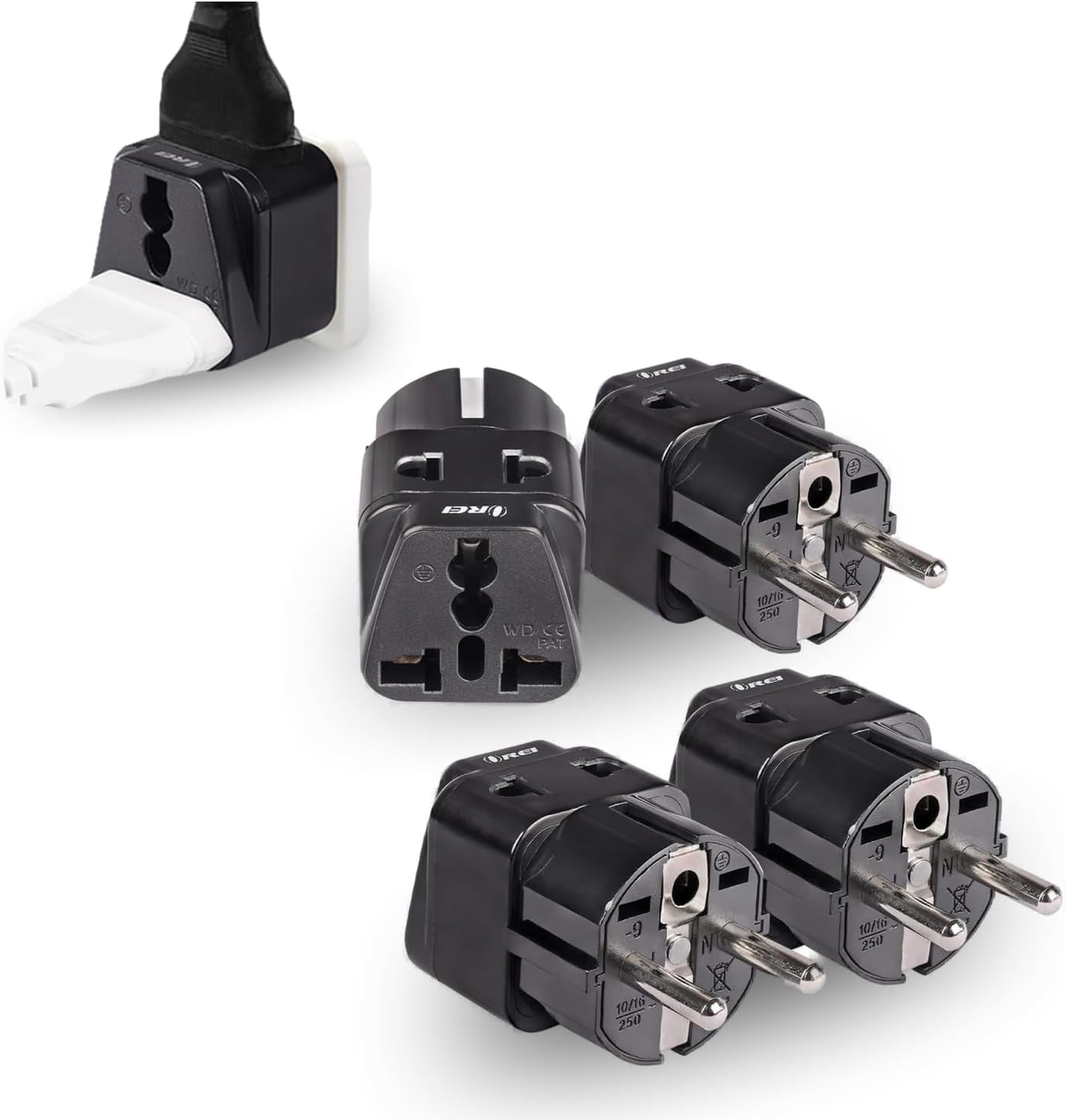 European Adapter Plug, Travel Adaptor for Europe Schuko Countries 2 in ...
