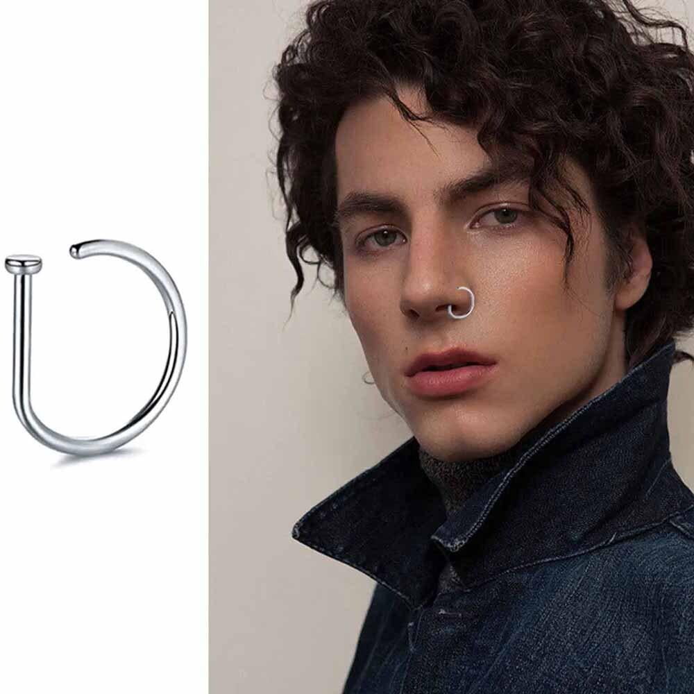 European American Stainless Steel Fake Pierced Nose Ring Punk Fashion ...