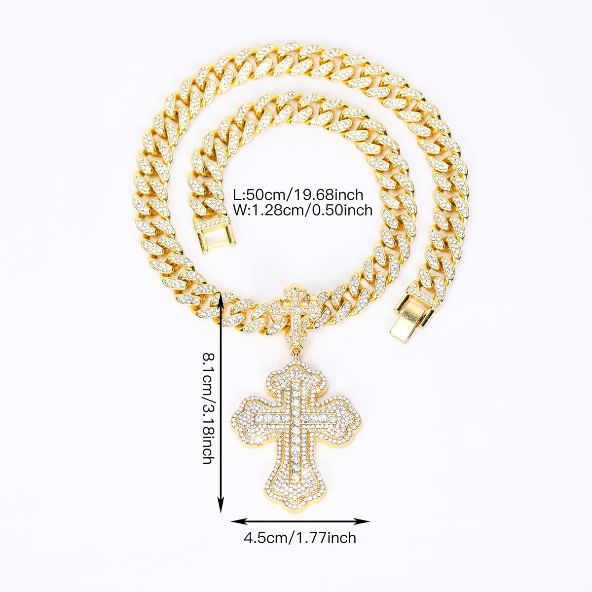 European and American Style Trendy Full Diamond Cross Pendant Single ...
