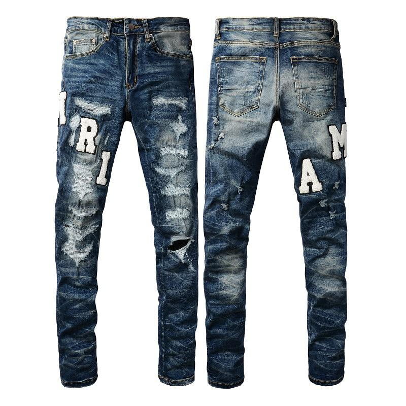 European And American High Street Men's Trendy Jeans Men's Embroidered ...