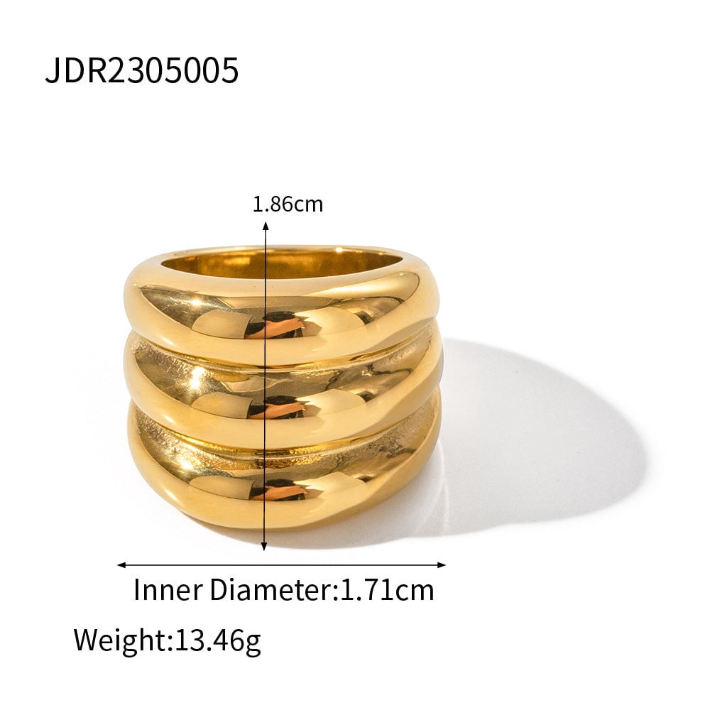 European And American INS Style 18K Gold Stainless Steel Three-layer ...
