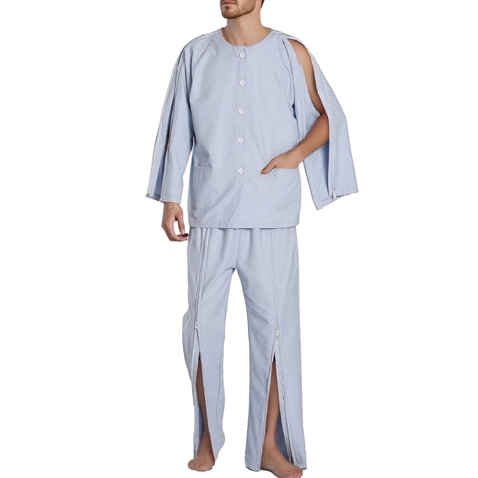 European And Color Striped Care Suit Set For Men Postoperative Recovery ...