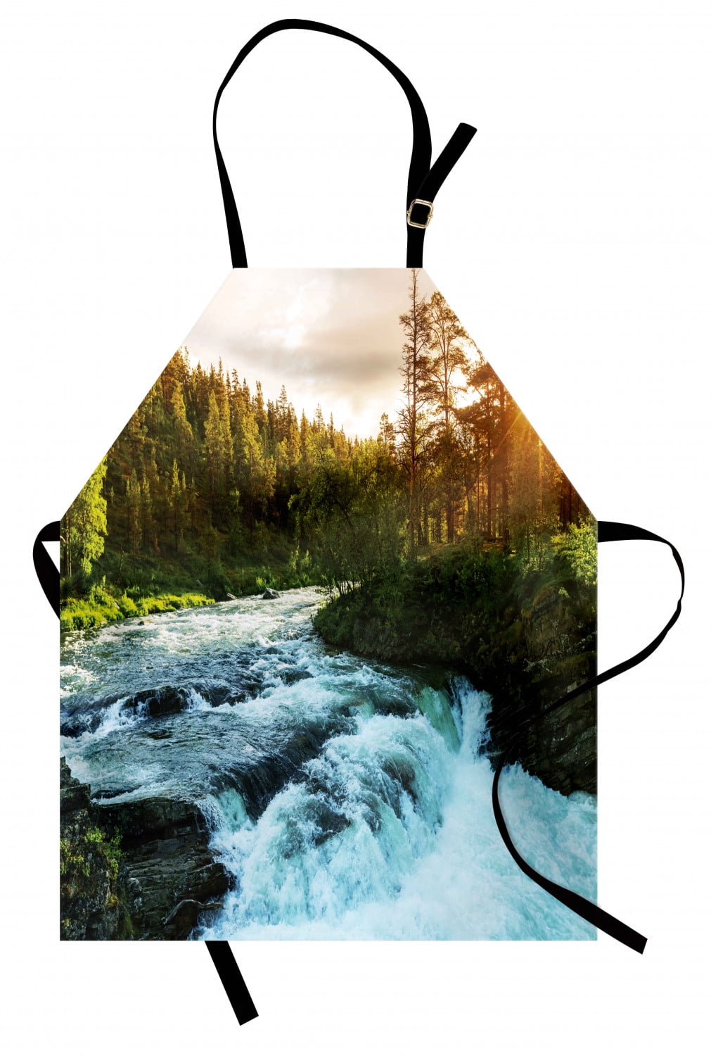 European Apron River in Norway Sunrise Sunbeams Through Pine Trees ...