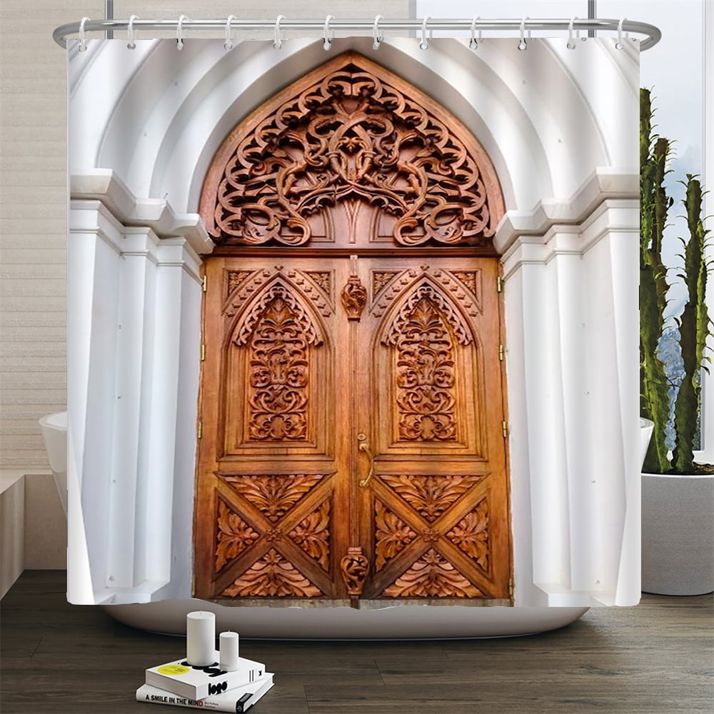European Arch Door Shower Curtains Bathroom Curtain Printed Waterproof ...
