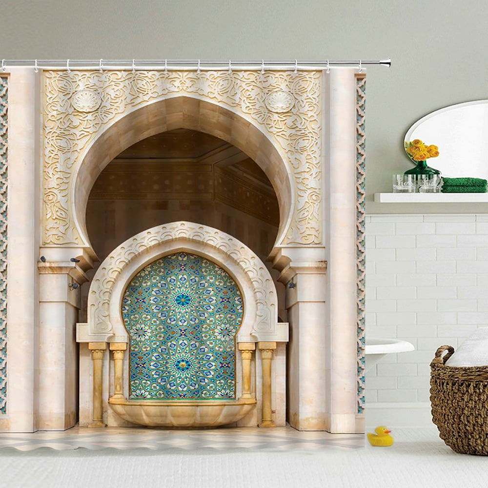 European Arch Door Shower Curtains Bathroom Curtain Printed Waterproof ...