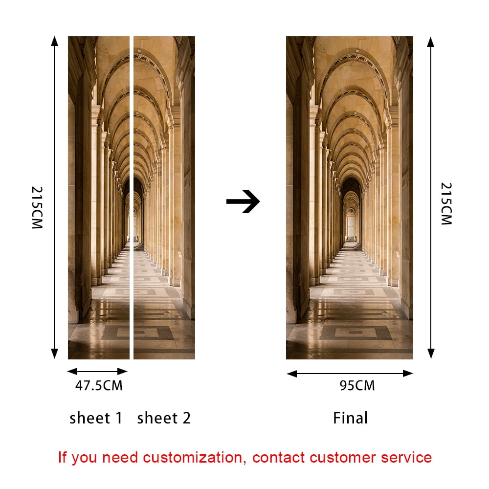 European Architectural Style Simulation Arched Corridor 3D Door Sticker ...