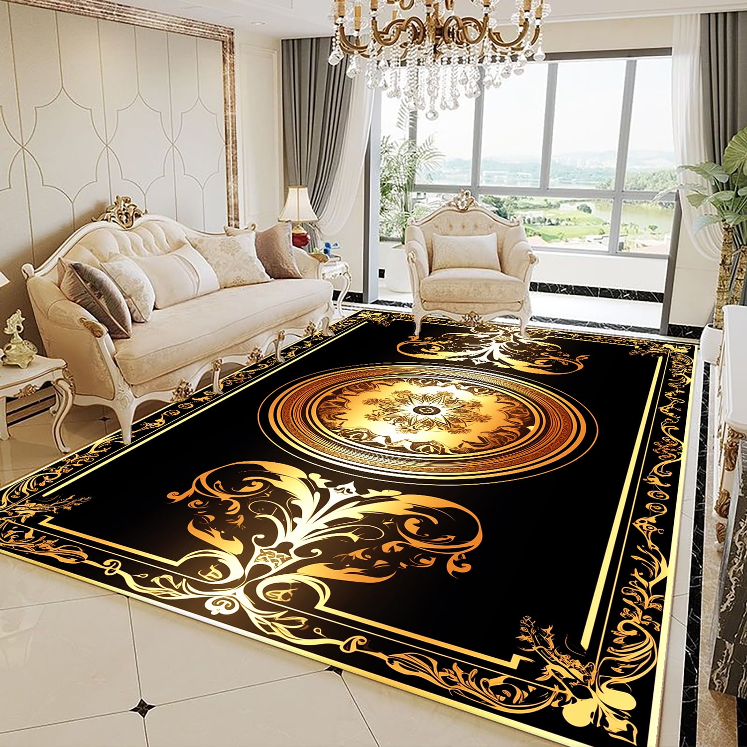European Carpet Living Room Home ration Golden Carpet Hotel Hall Luxury ...