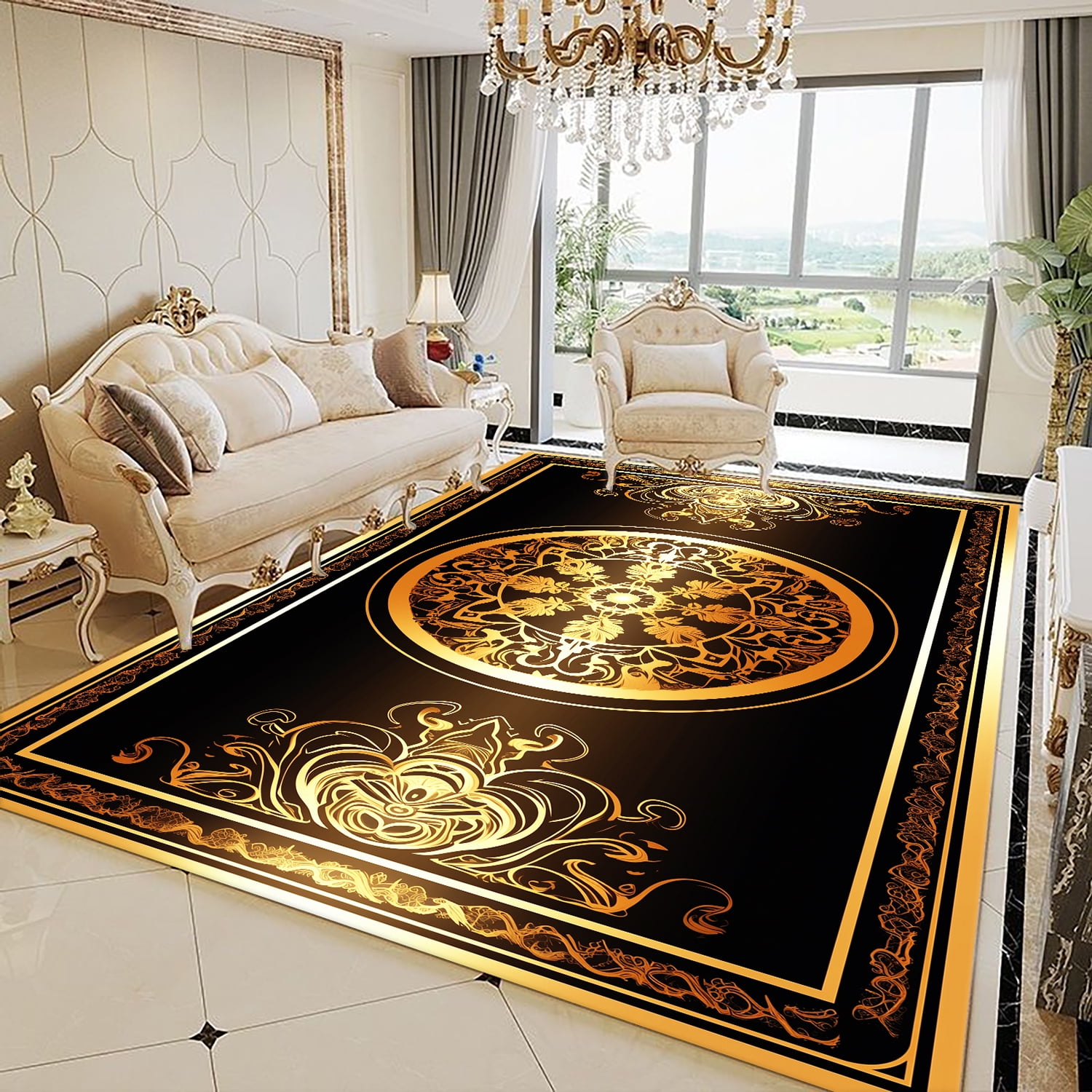 European Carpet Living Room Home ration Golden Carpet Hotel Hall Luxury ...
