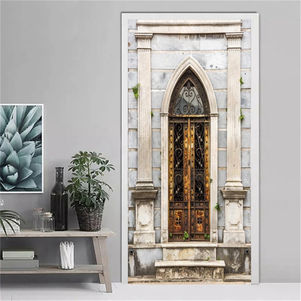 European Church Entrance Door rative Poster Door Wallpaper PVC Vinyl ...