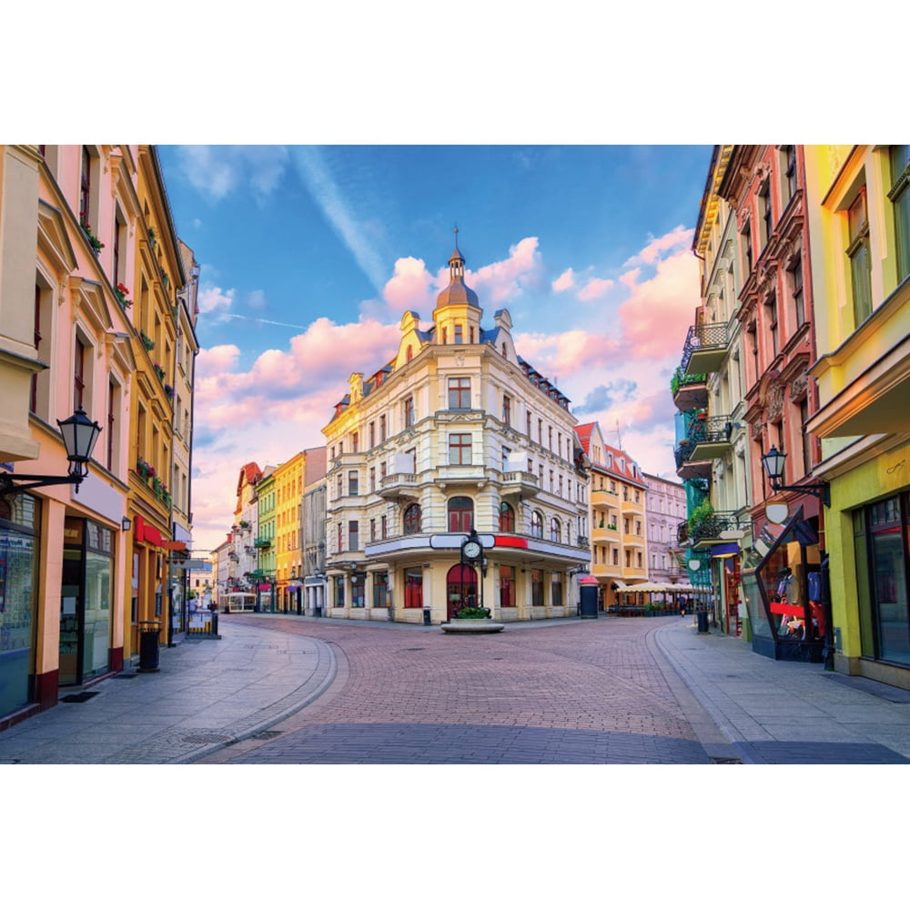 European City Street Backdrop Old Town Castle House Outdoor Scenery ...