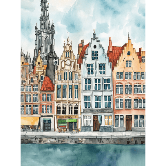 European Cityscape Watercolor Painting/Canvas Print Perfect for Living ...