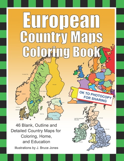 European Country Maps Coloring Book: 46 Blank, Outline and Detailed ...