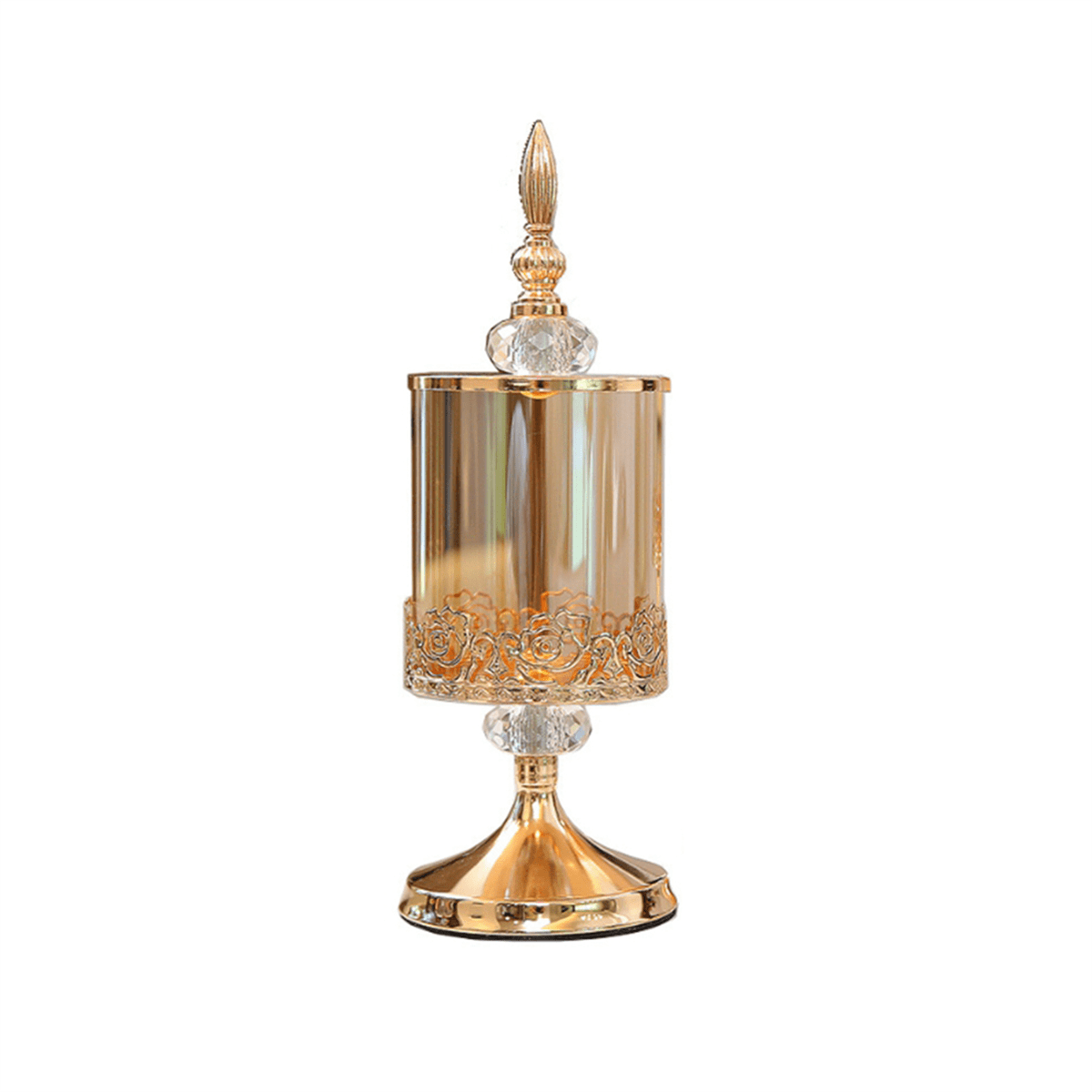 European Crystal Glass Storage Jar with Lid Rose Candy Jar Gold-Plated ...