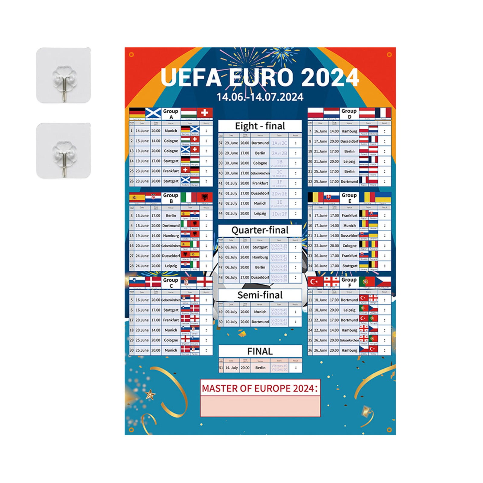 European Cup Fixture Background Panel Fabric Ideal For Home Bedroom ...