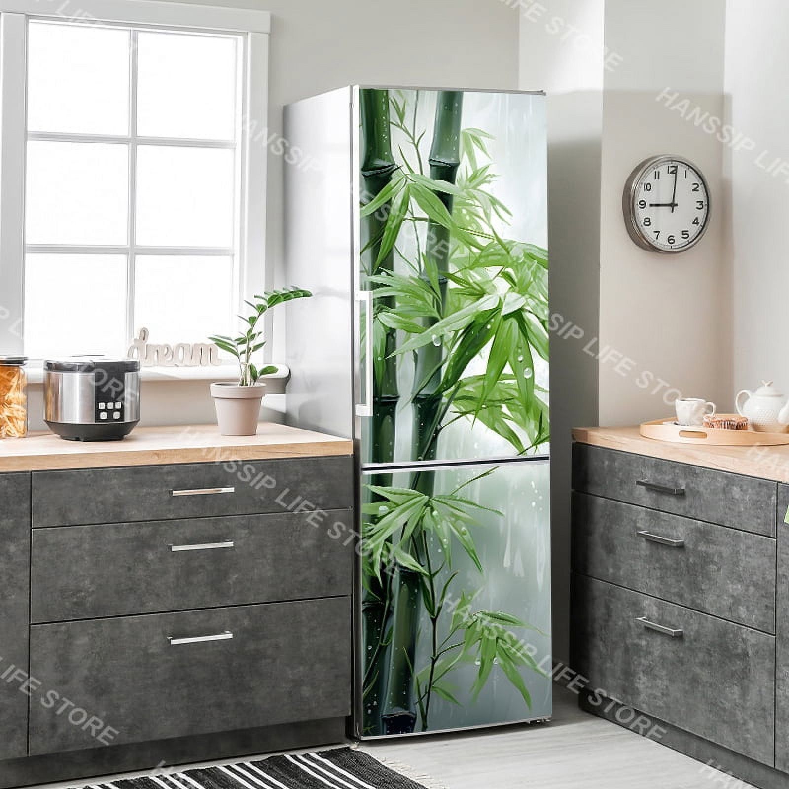 European Eiffel Tower Ph Booth Pattern Refrigerator Sticker ration Waterproof Kitchen Floral ...