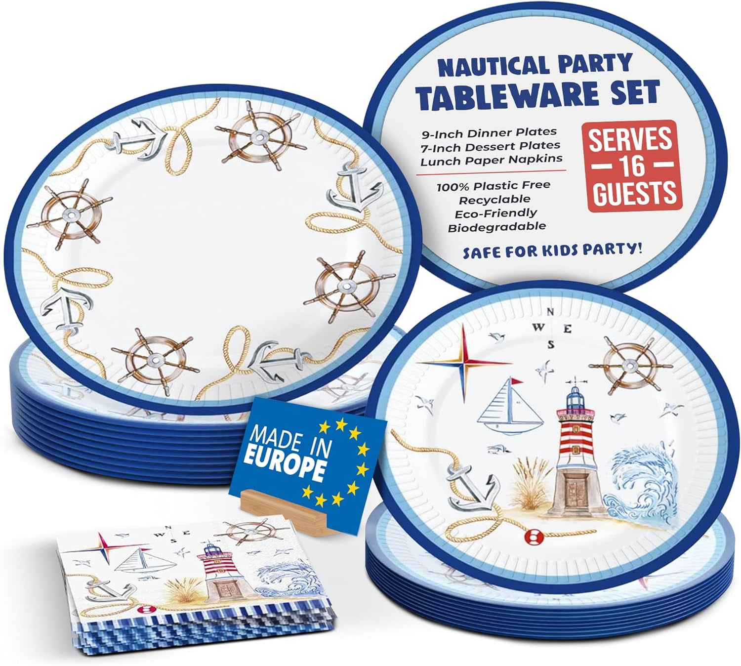 Seaside Nautical Party Set - Dinner - Walmart Business Supplies